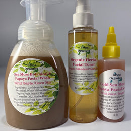 Organic Sea Moss Skincare Bundle - Facial Wash, Toner, and Serum