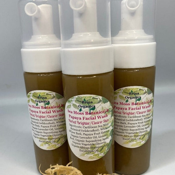 Sea Moss Papaya Facial Wash Foam, Clearer Complexion, Brina Organics